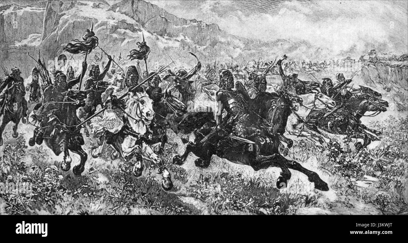 'Hunnensturm' (Huns' Storm) is an artistic depiction from the 19th ...