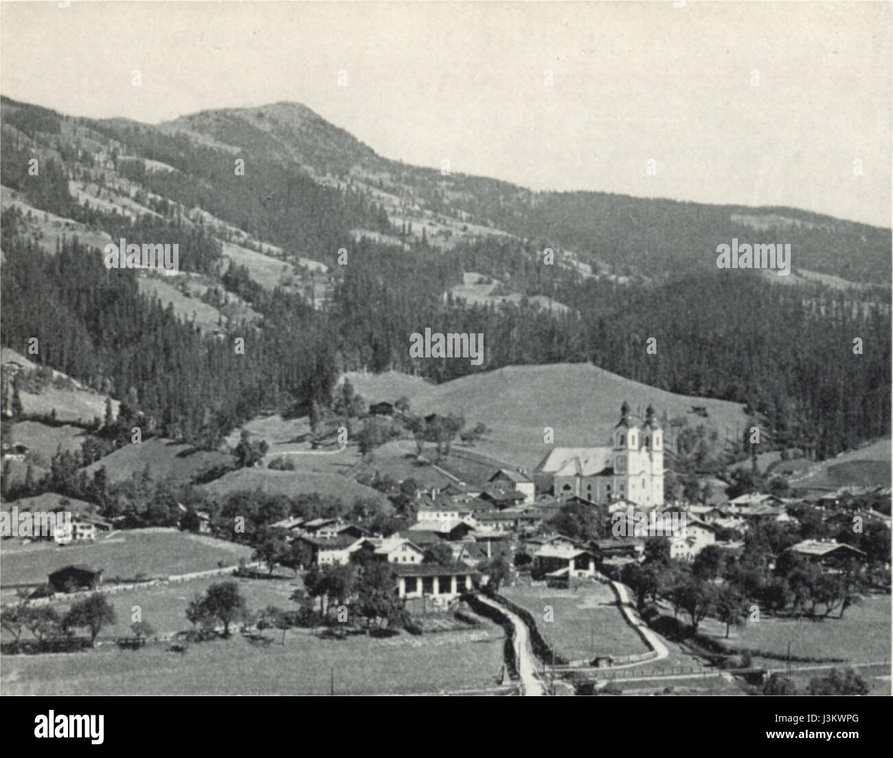 Hopfgarten im Brixental, a town in Austria, is depicted around 1898 ...