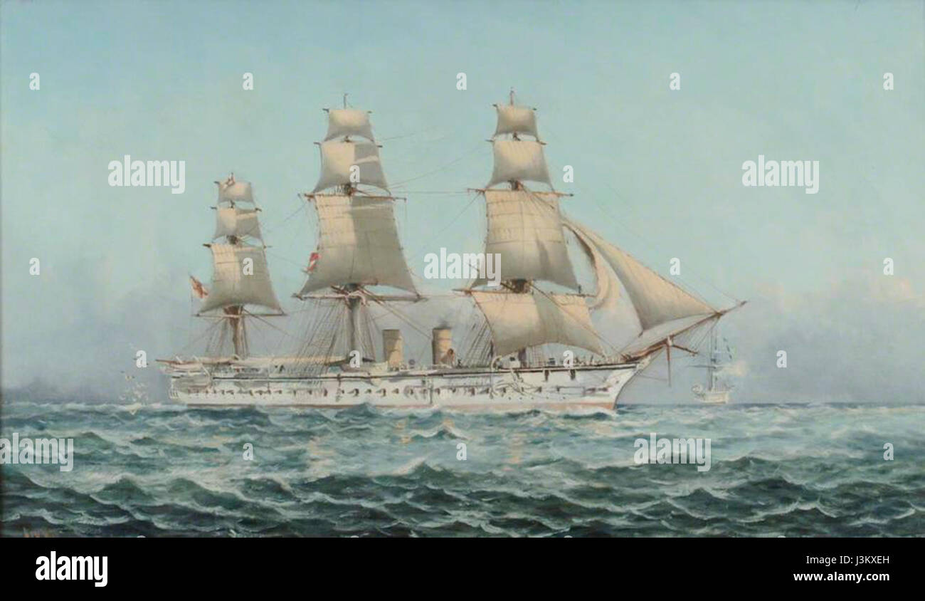 HMS Boadicea, depicted by Henry J. Morgan, was a British Royal Navy ...