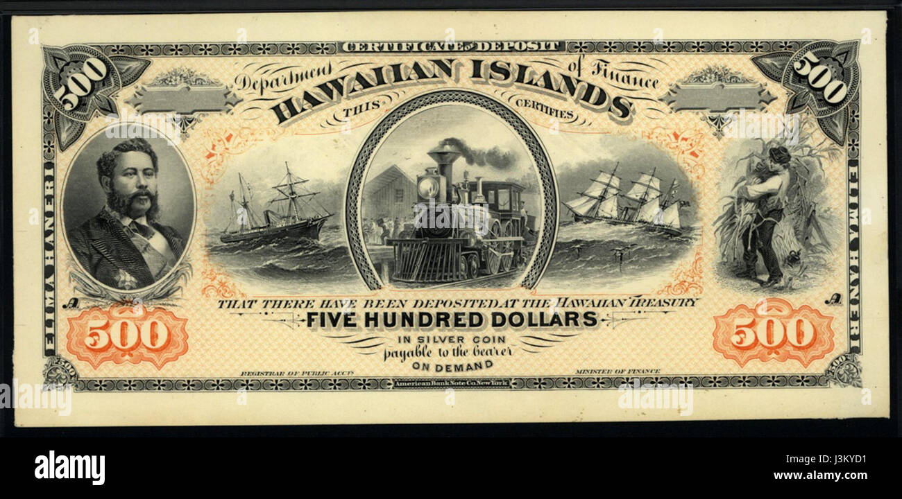 Hawaiian Islands Banknote 500 Dollars Stock Photo - Alamy