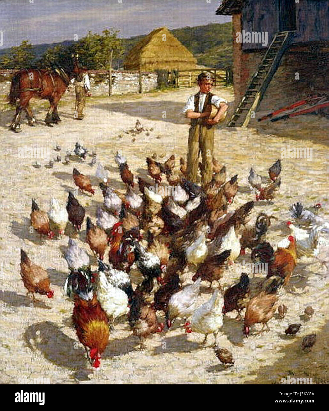 *Sussex Farm* by Henry Herbert La Thangue, painted in 1887, depicts the ...