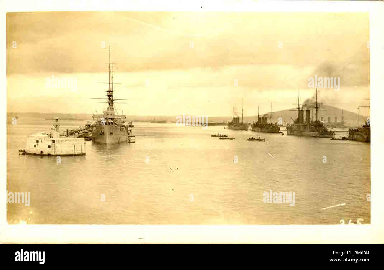 A historical view of Gibraltar Harbour taken in February 1909. The ...