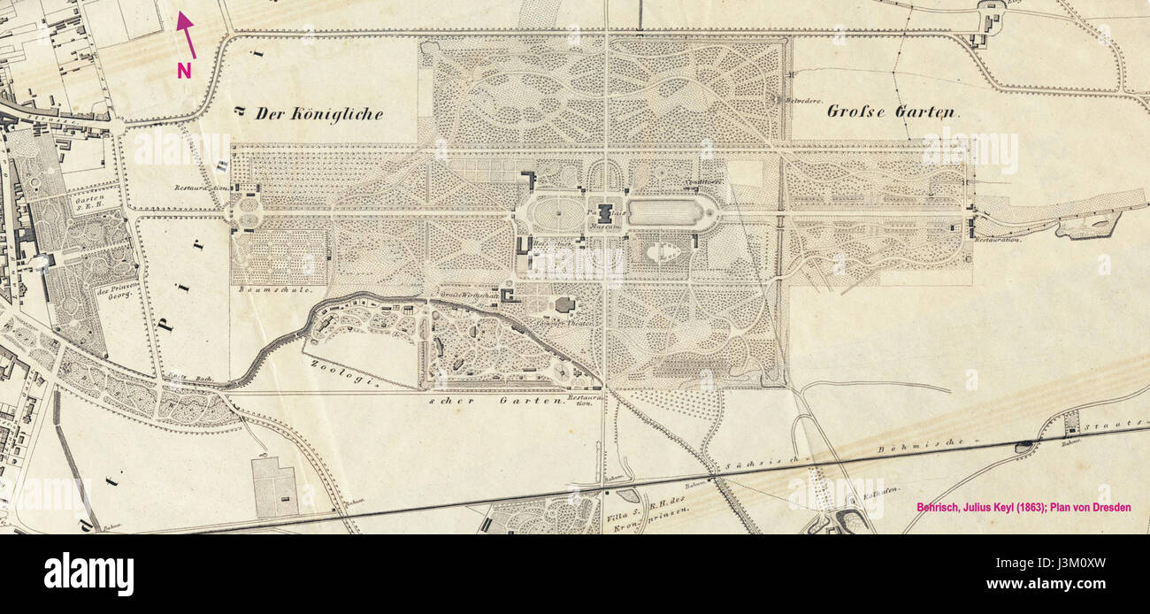 An 1863 depiction of the Grosser Garten, a large public park in Dresden ...