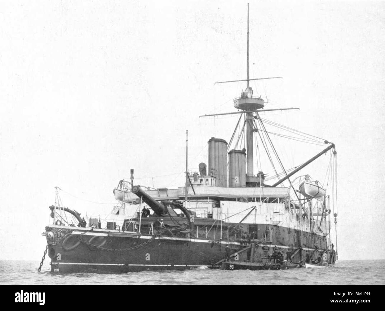 A photograph or illustration of the port bow of the HMS Benbow, a ...