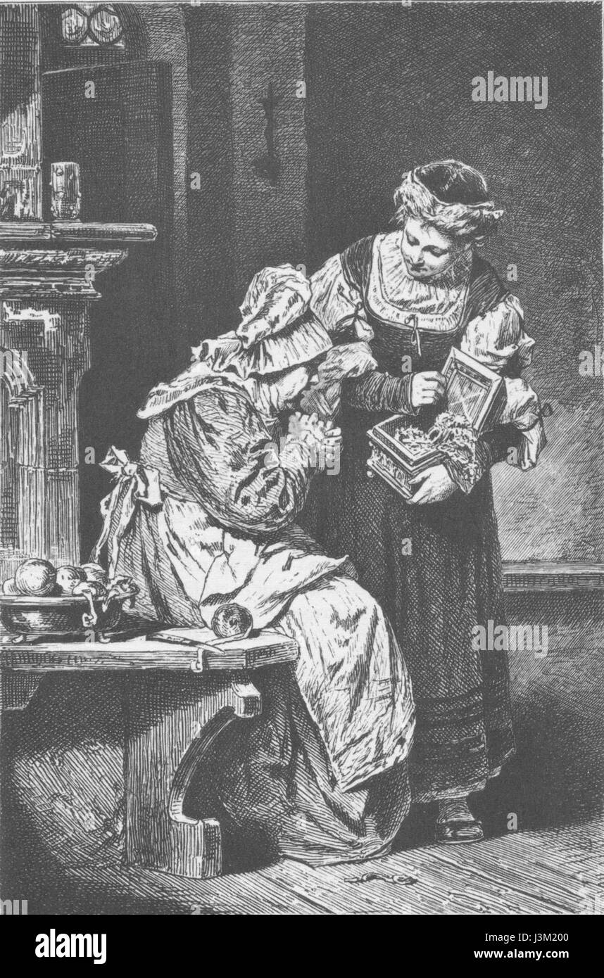 Gretchen und Marthe, Stich, Alexander von Liezen Mayer Stock Photo - Alamy