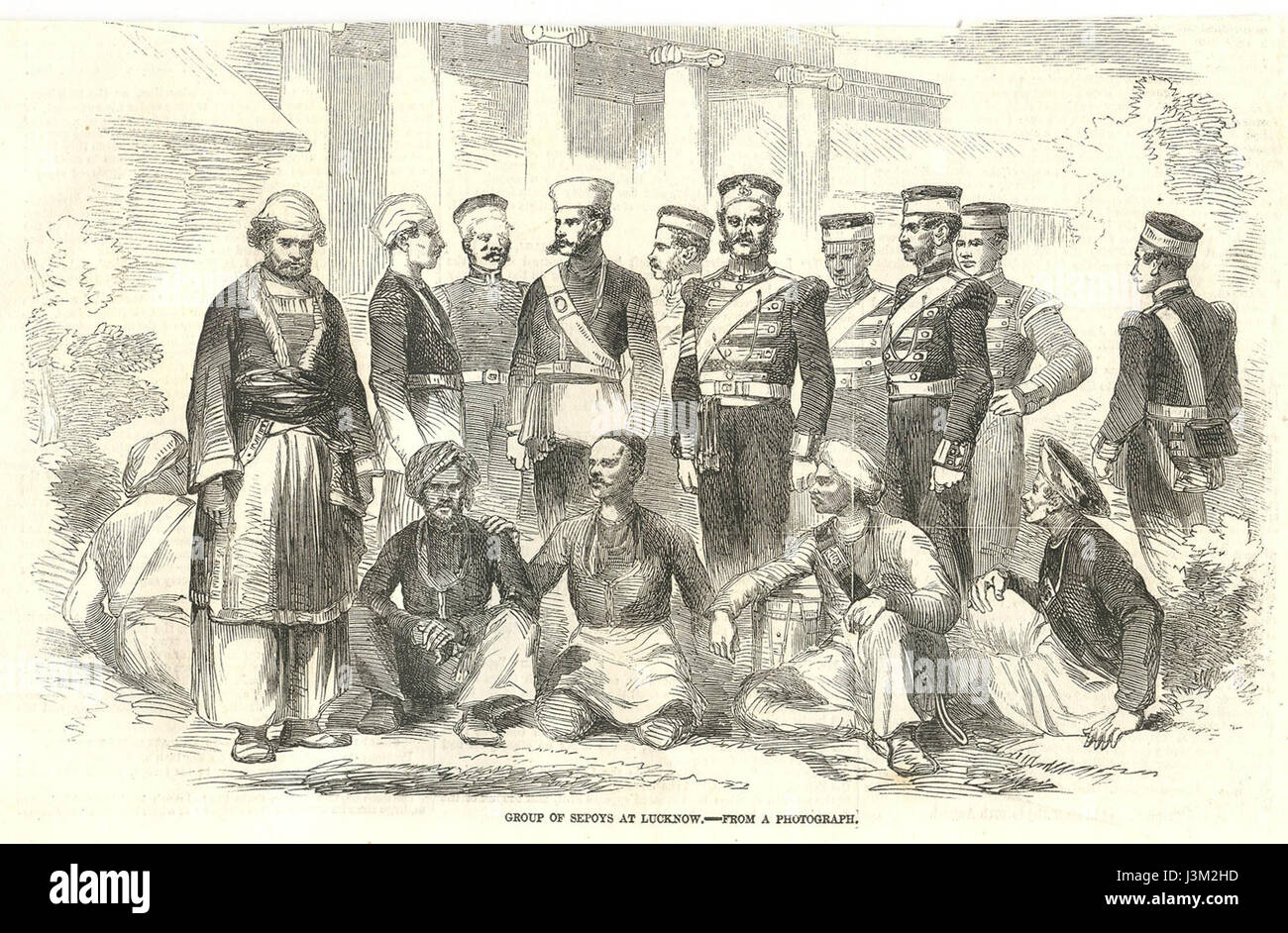 An image or historical depiction of sepoys at Lucknow, representing the ...