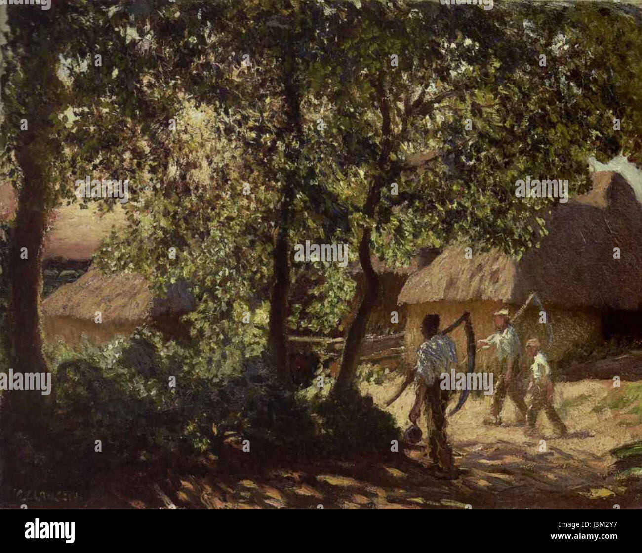 'Haymakers' by Claus Clausen depicts a scene of rural labor, showing ...