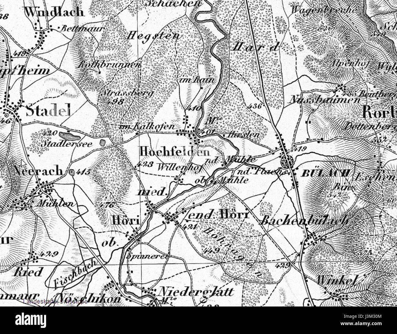 The Dufourkarte of Hochfelden refers to a detailed topographic map ...