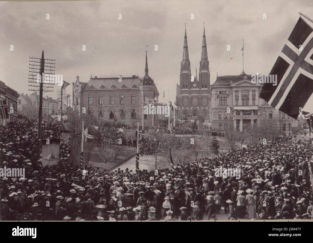 Ibsenparken, located in Skien, Norway, around 1900, is a historical ...