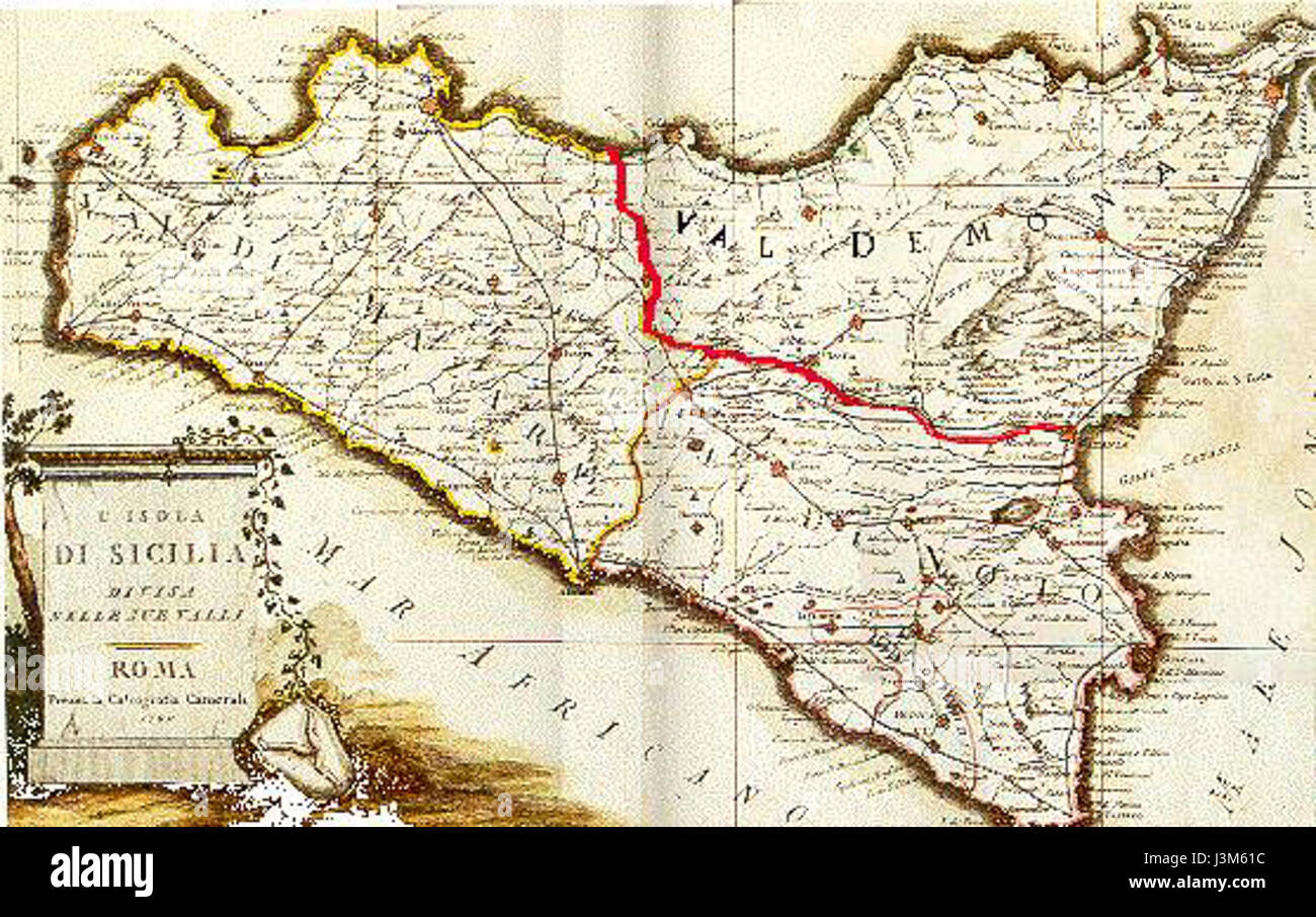 The 'Historical map of Sicily bjs 225' is a cartographic representation ...