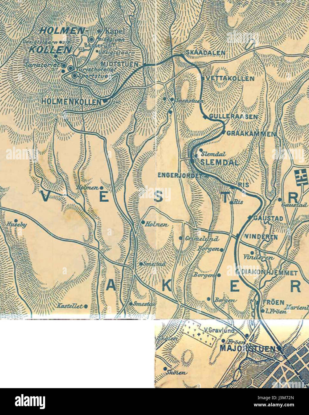 Holmenkollbanen map old Stock Photo - Alamy