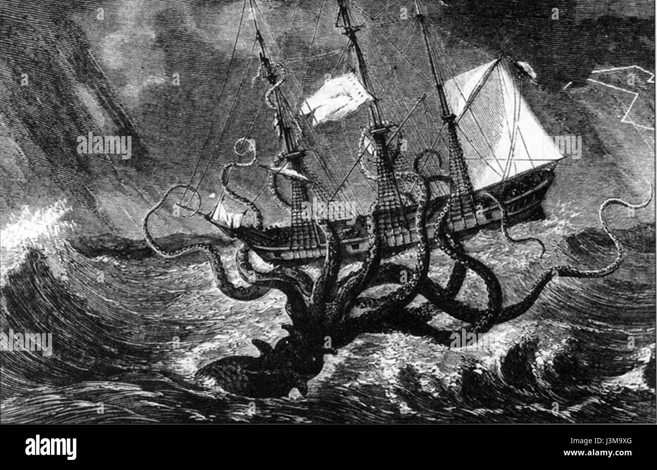 Giant octopus attacks ship hi-res stock photography and images - Alamy