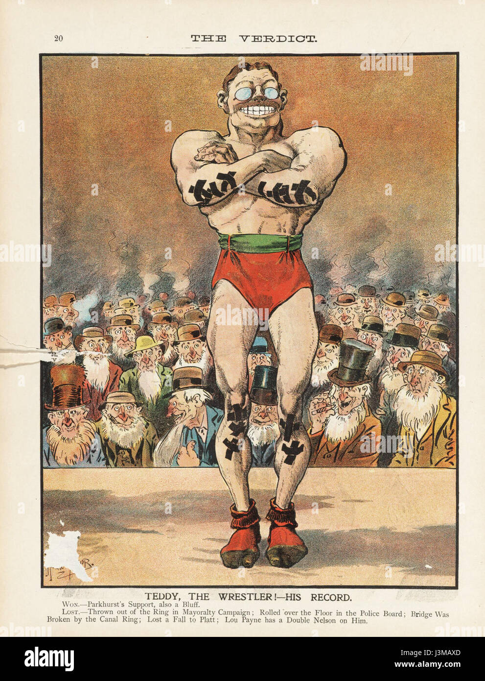 'Teddy the Wrestler' is a historical illustration from 1899, depicting ...