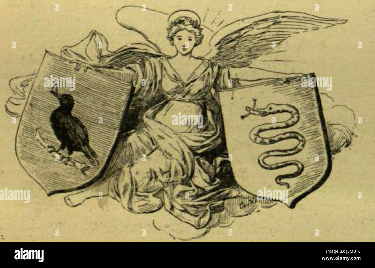 This image shows the coat of arms of Hunyadi and Sforza, prominent ...