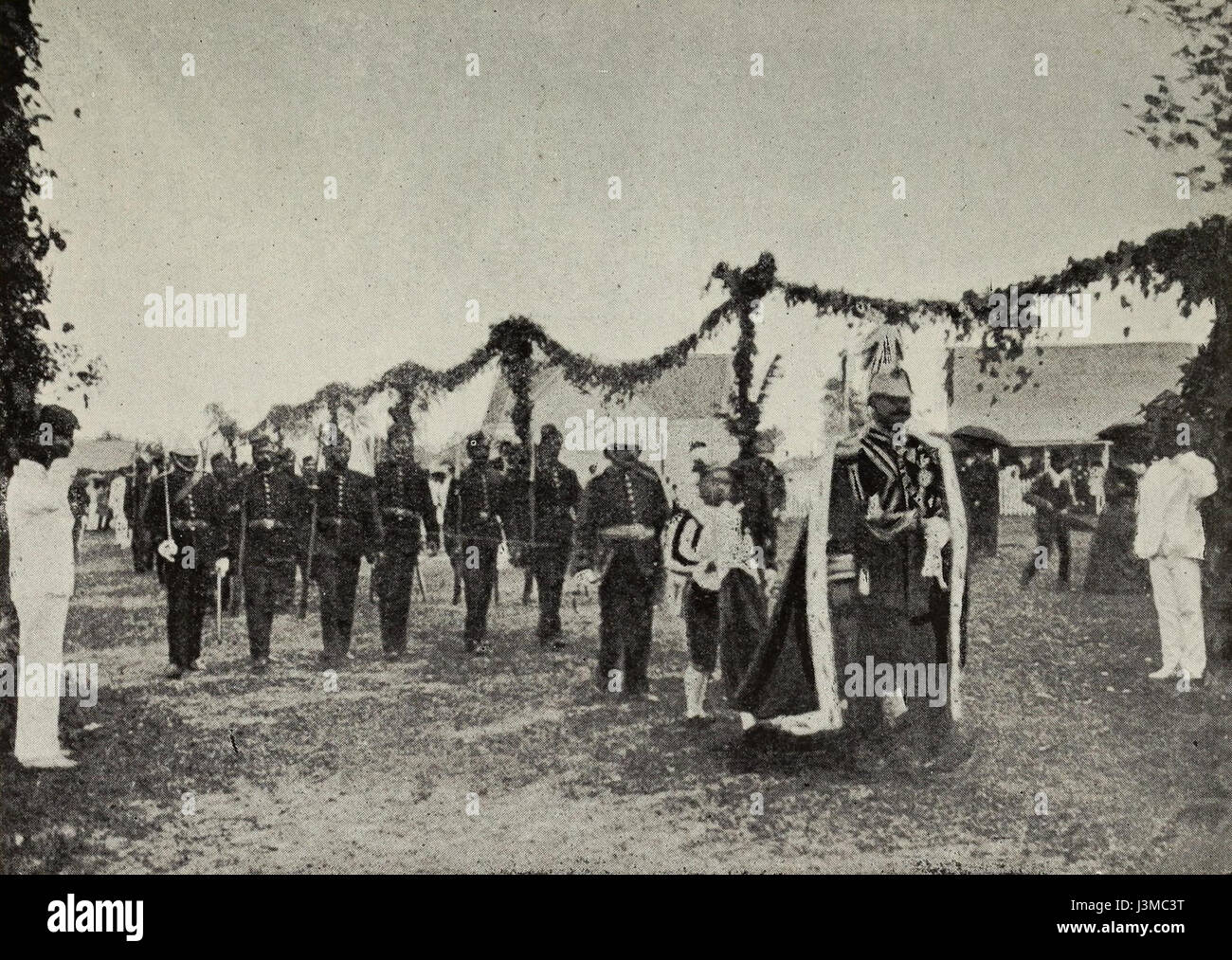 A historical image of George Tupou II, the king of Tonga, on his way to ...