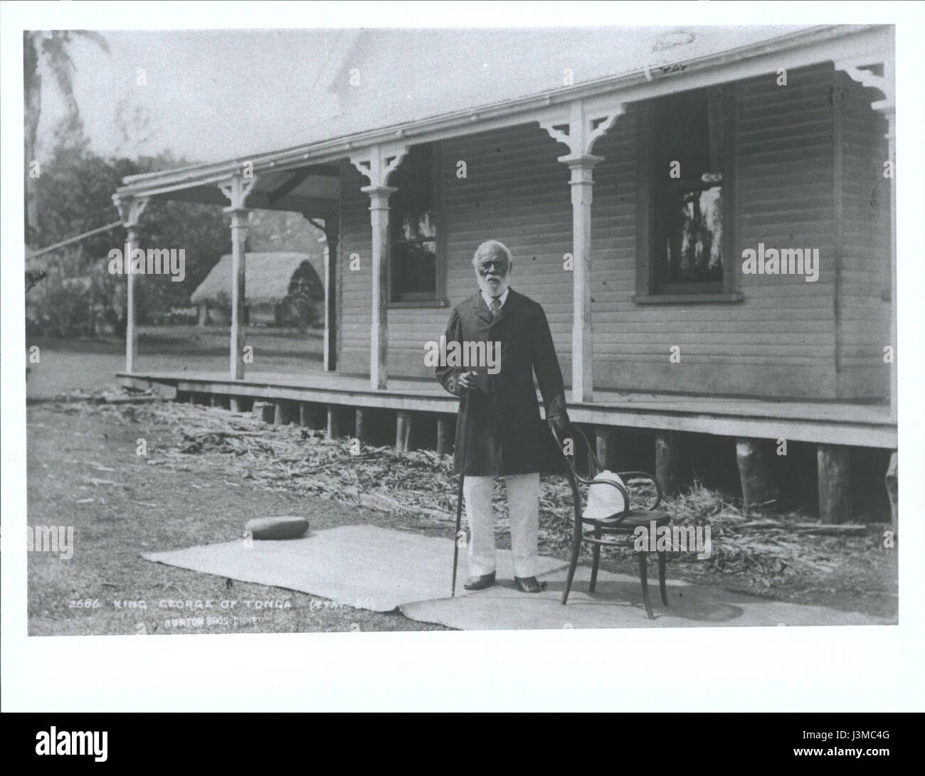 George Tupou I, King of Tonga, outside his palace in Neiafu, 1884 ...