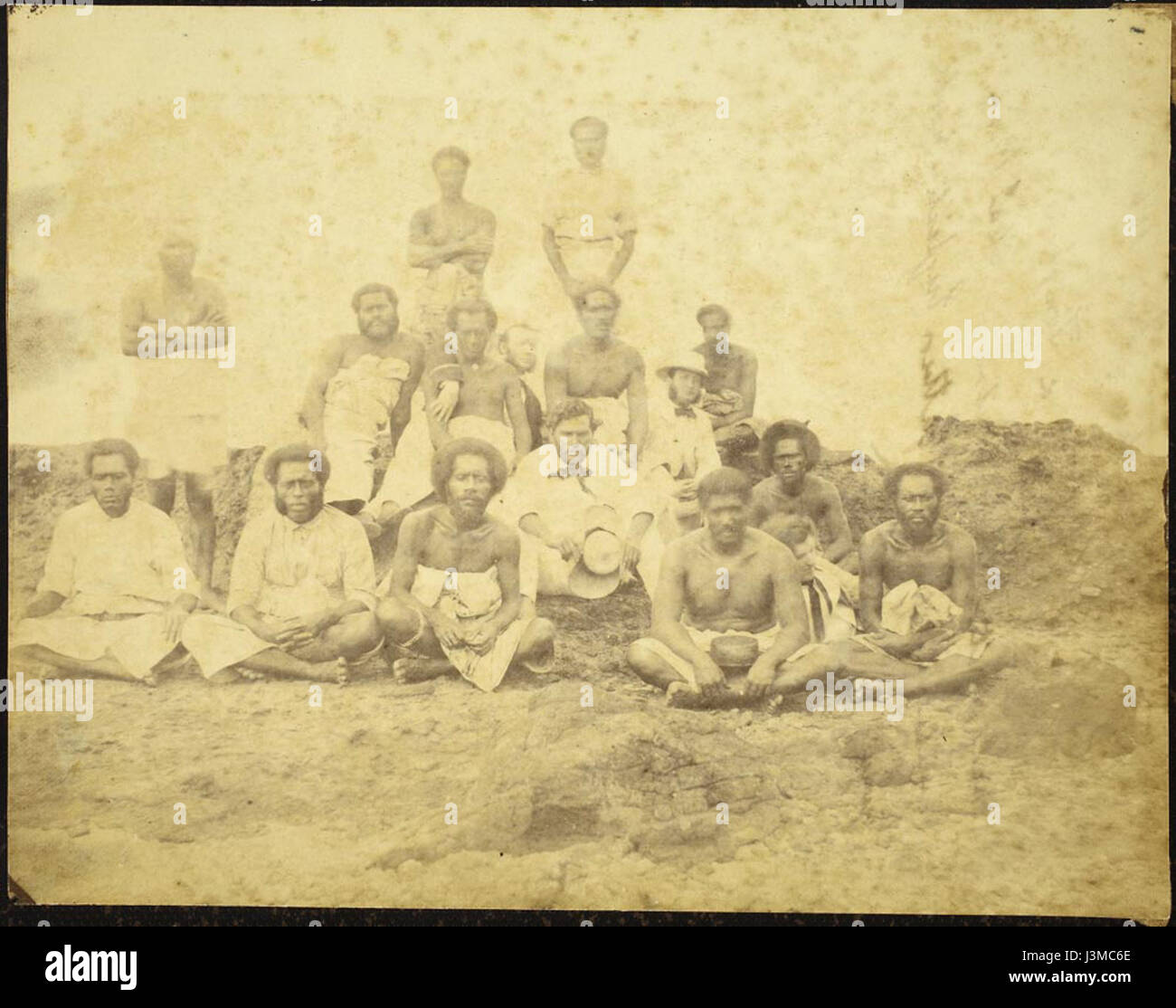 A group portrait taken at Levuka, Fiji, showing Fijian and Tongan ...