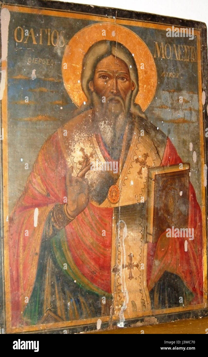 This icon depicts Saint Modest, an important religious figure, located ...