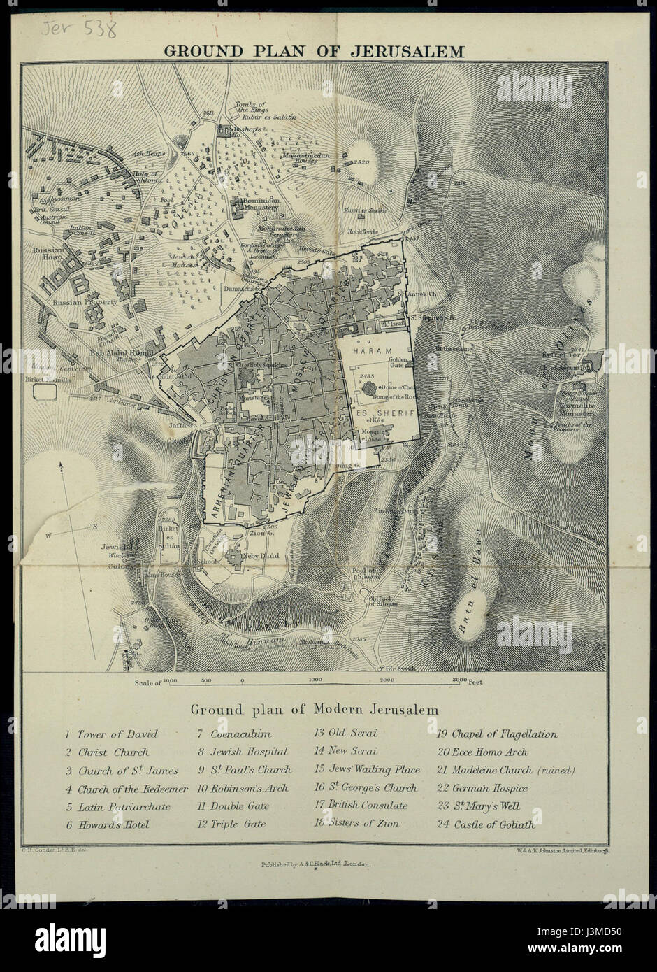 This is a ground plan of Jerusalem created by C.R. Conder in the 19th ...