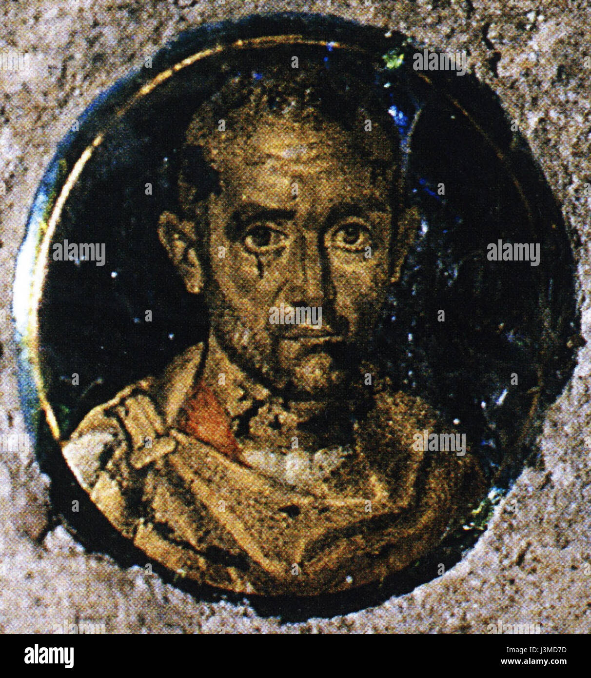 This gold glass portrait, discovered in the San Panfilo catacombs, is ...