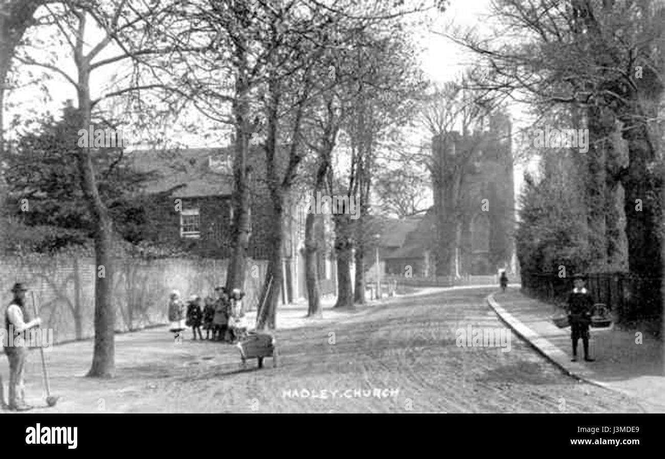 A historical view of Hadley Church, located in the town of Hadley ...