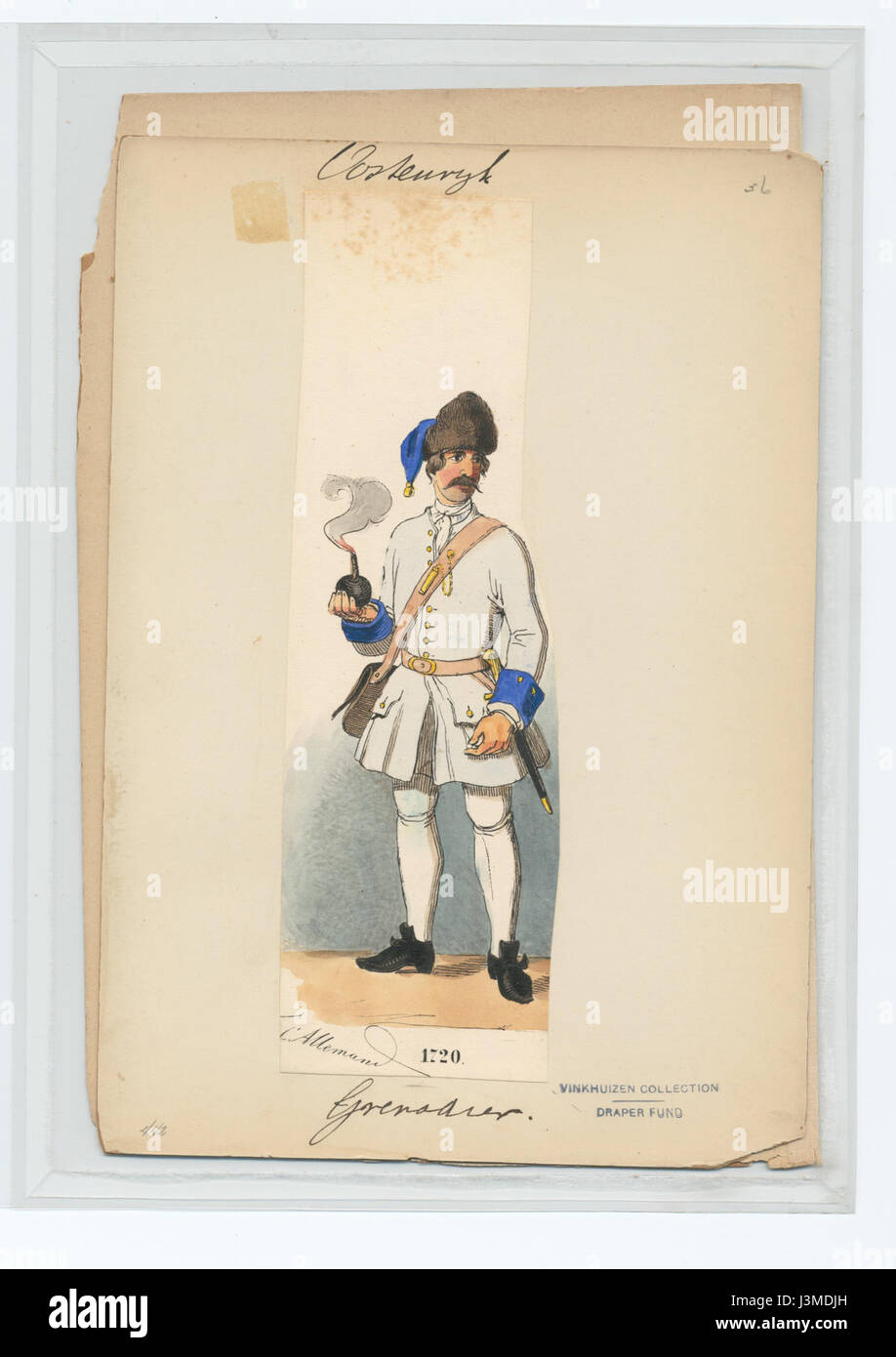 The 1720 painting 'Grenadier' from the NYPL collection depicts a ...