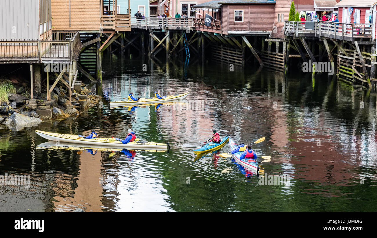 Kayaking on Creek Street in Ketchikan, Alaska Stock Photo - Alamy