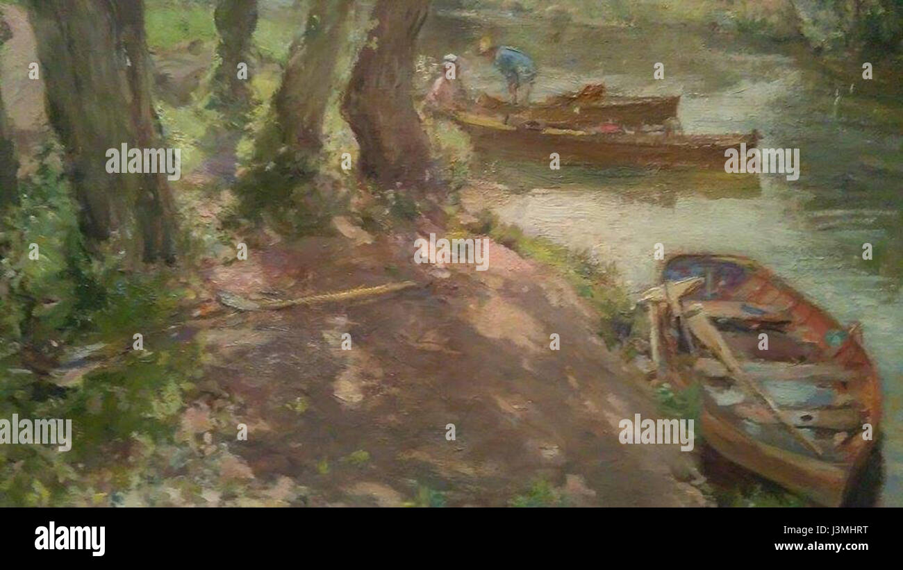 This painting by Alexander Roche depicts the slow winding of the Ouse ...