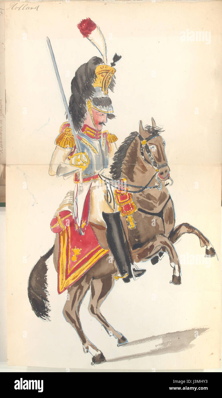 This illustration from 1808 depicts the Kurassier de Garde, a military ...
