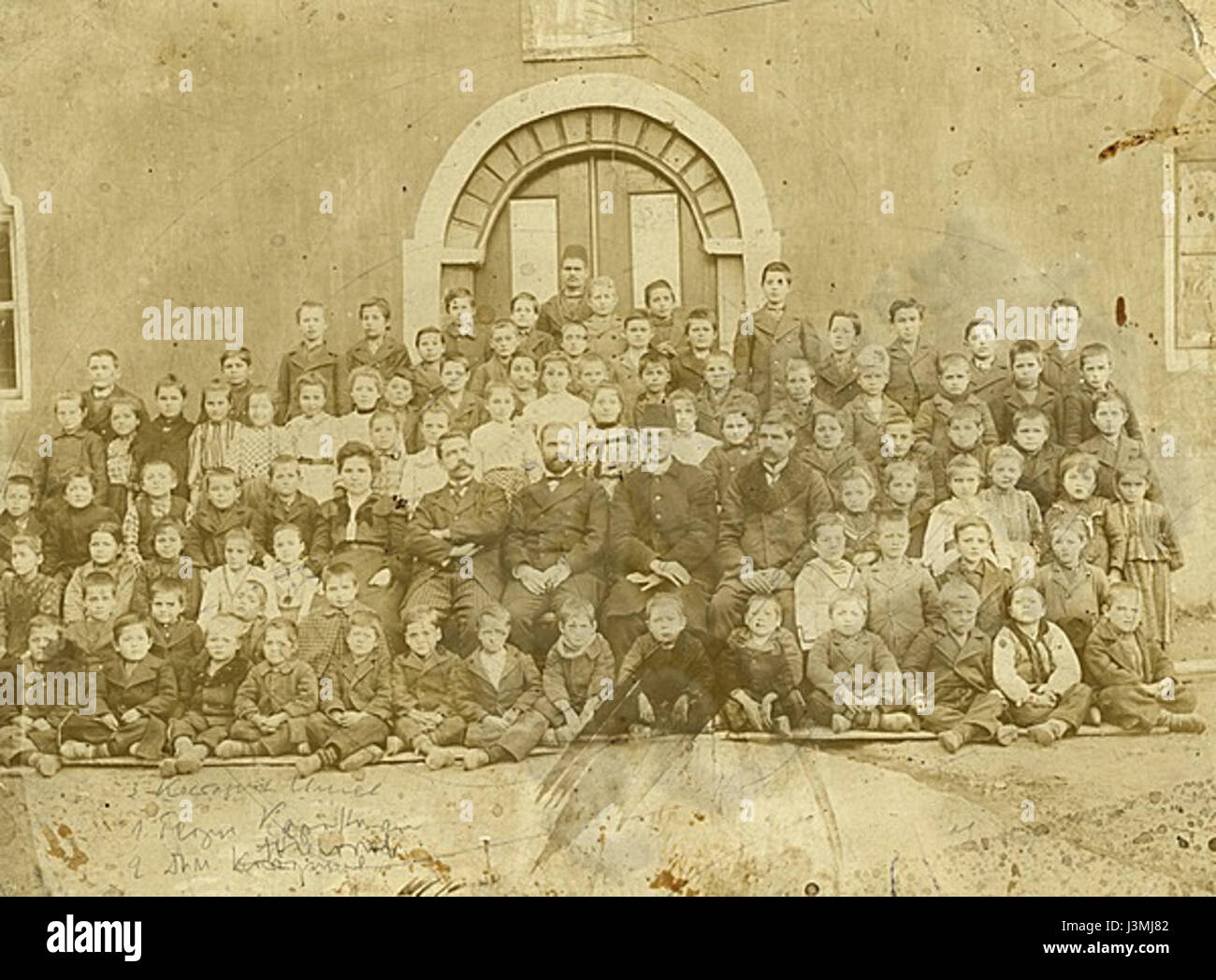 This photograph captures teachers and students from a Bulgarian school ...