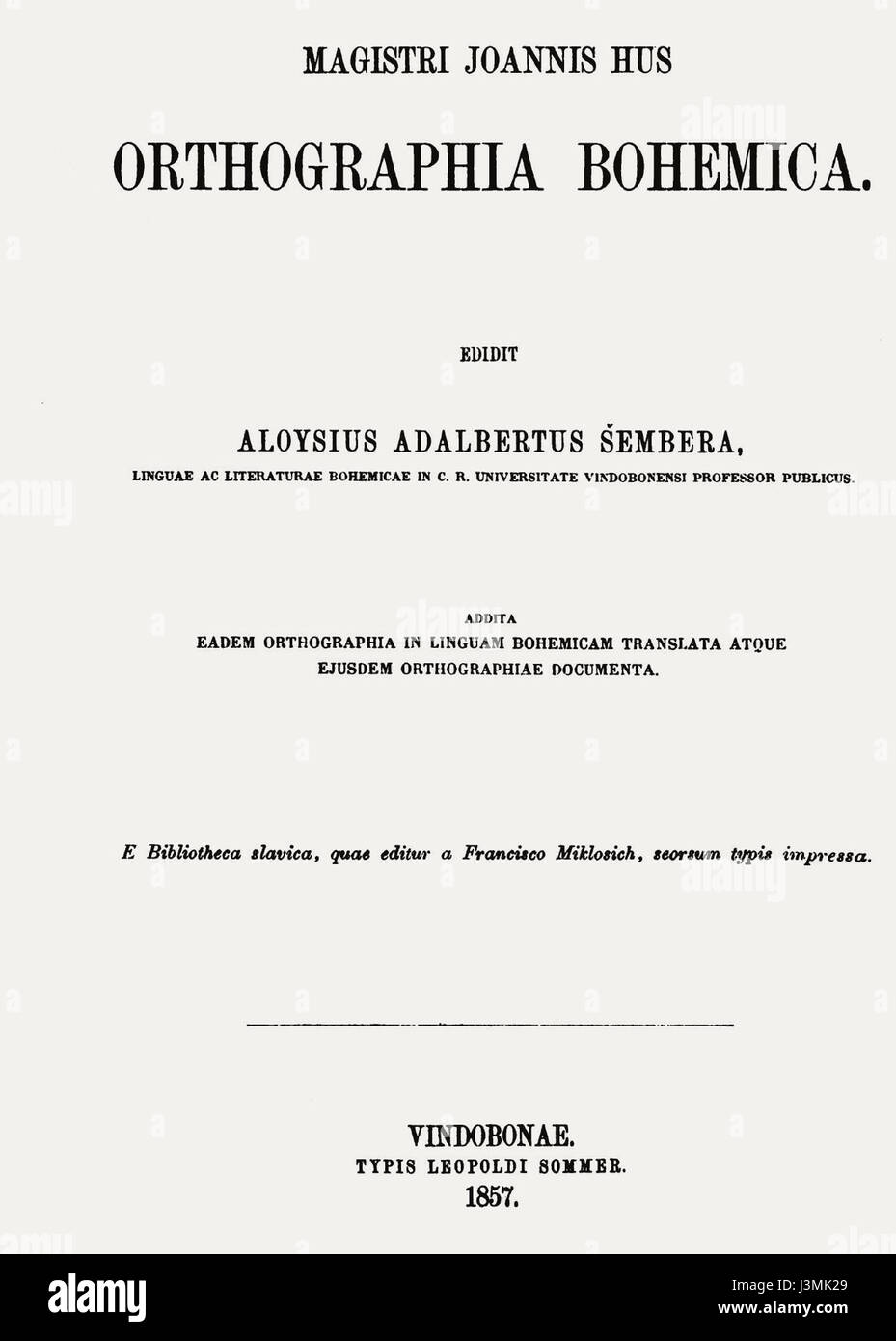 This is the cover page of 'Orthographia Bohemica' by John Hus, a work ...
