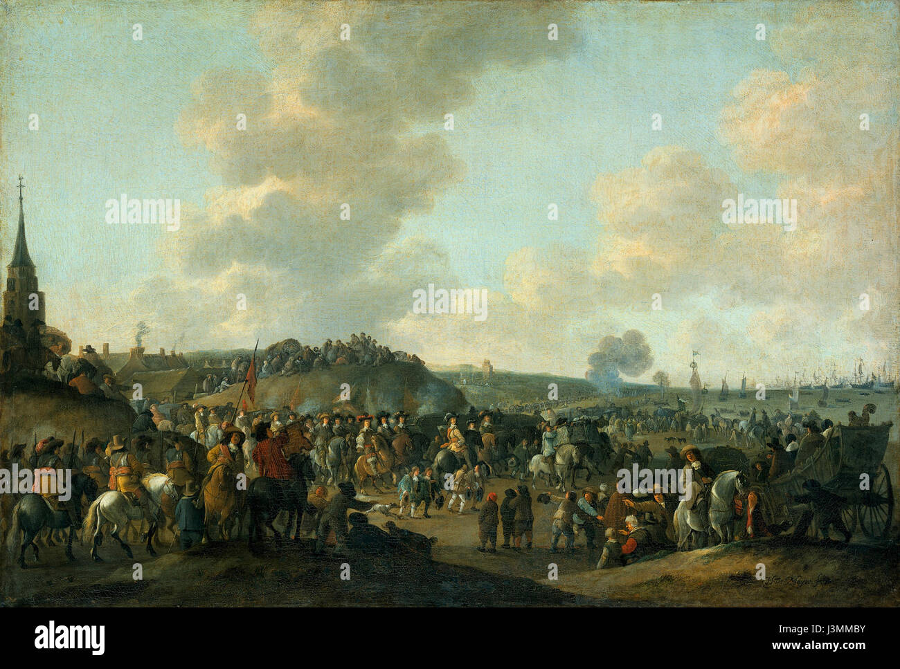 This artwork depicts the departure of King Charles II of England from ...