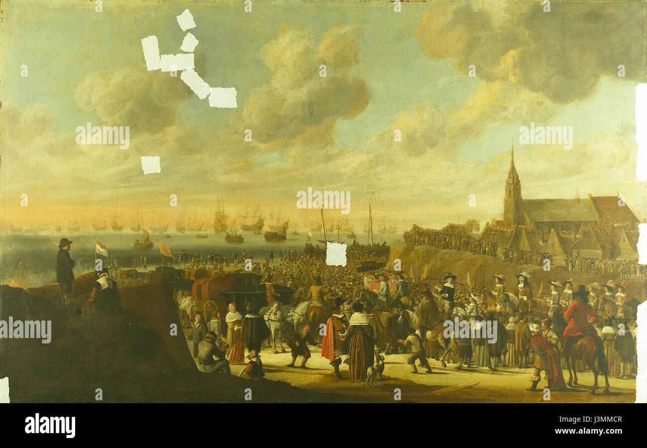 The painting 'Het vertrek van Karel II' depicts King Charles II of ...