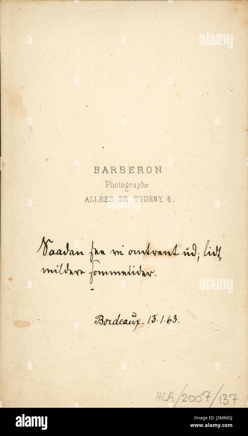 HCA and Jonas Collin by Barberon 1863, reverse Stock Photo - Alamy