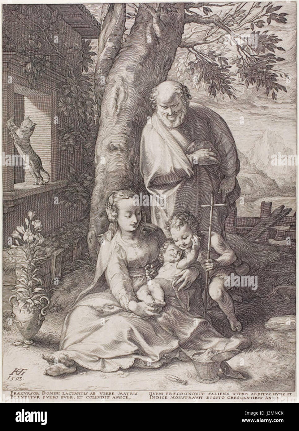 This engraving by Hendrik Goltzius depicts the Adoration of the Magi, a ...