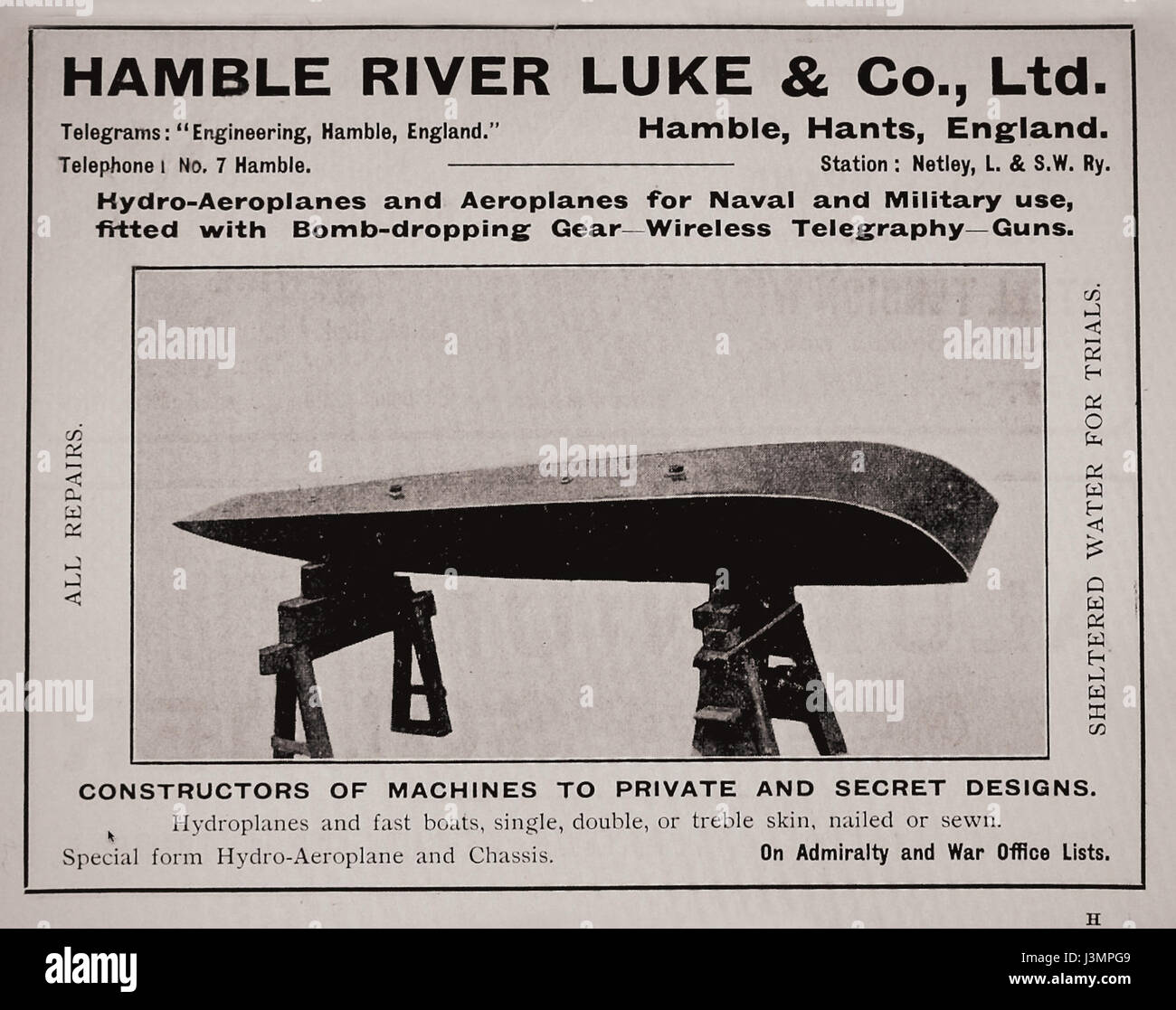 The Hamble seaplane refers to aircraft designed for water landings and ...