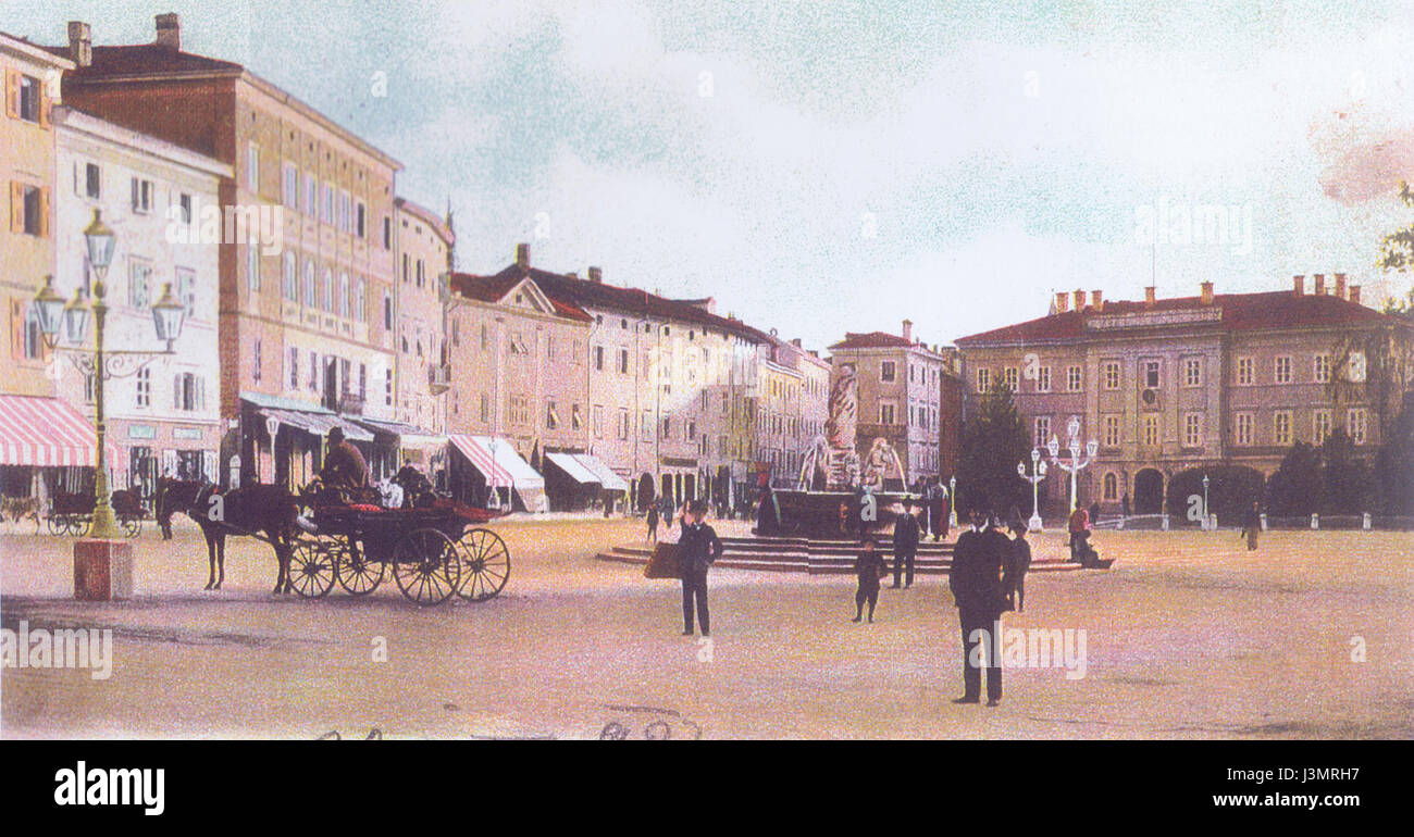 This 1900 postcard depicts the Piazza della Vittoria in Gorizia, an ...