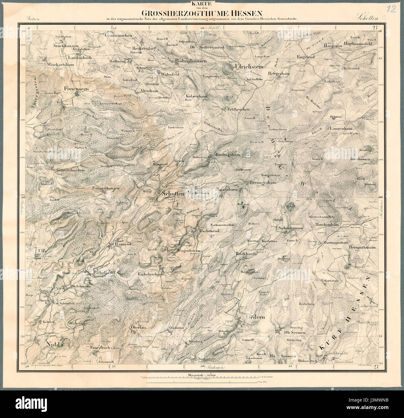 The map of the Grand Duchy of Hesse from 1832 to 1850 offers a ...