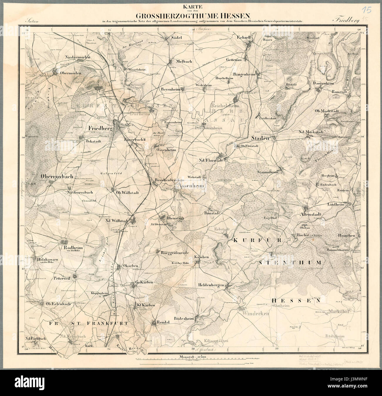 This map represents the Grand Duchy of Hesse between 1832 and 1850. It ...