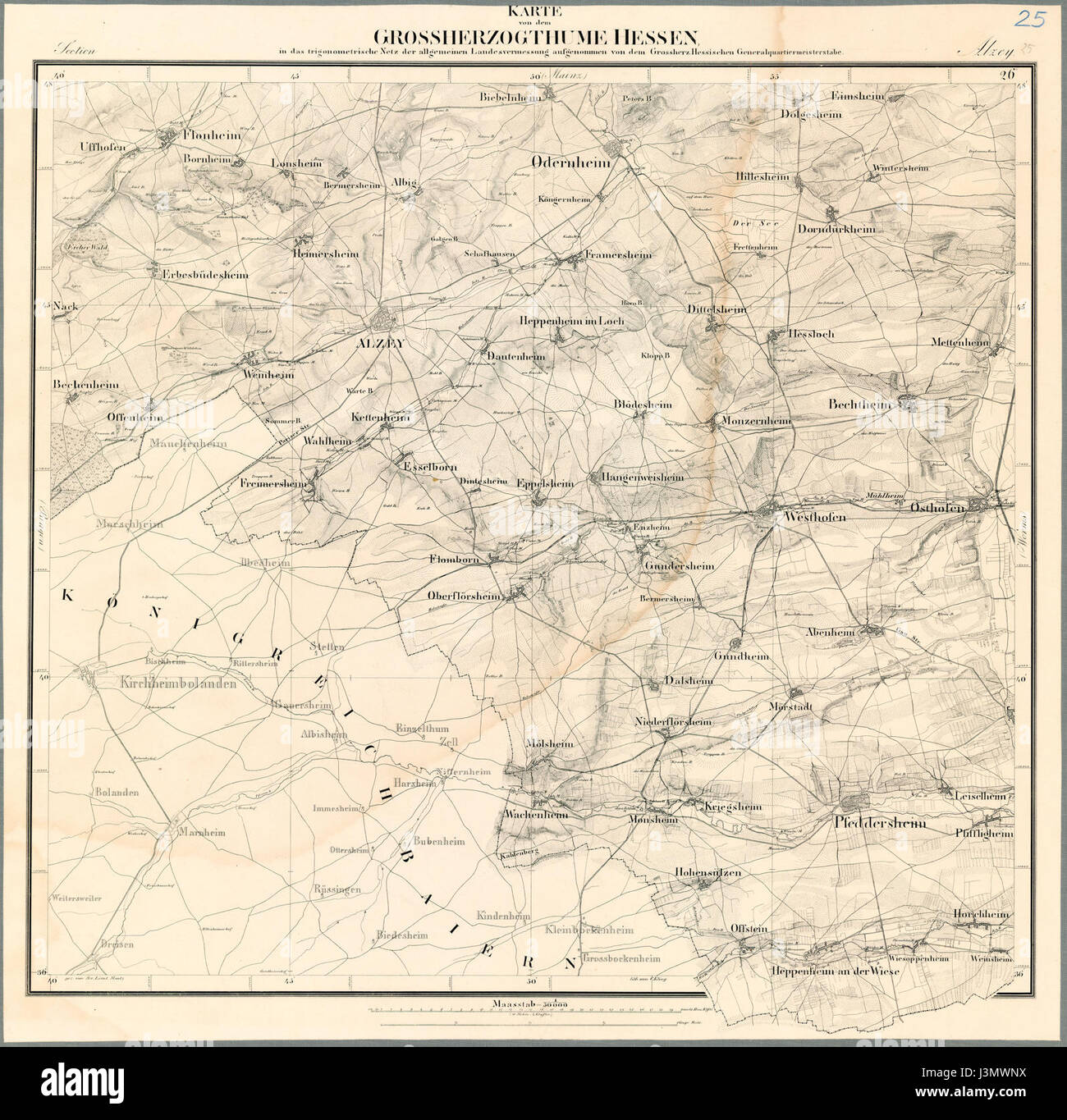 Grossherzogtum Hessen 1832 1850 Karte 25 Stock Photo - Alamy