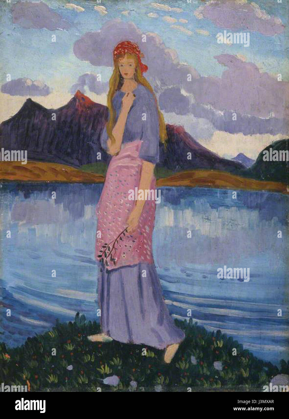 Girl Standing by a Lake James Dickson Innes Stock Photo - Alamy
