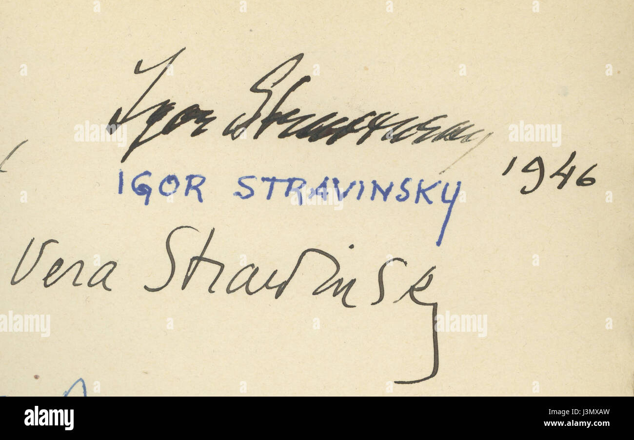 Igor Stravinskyâ€™s 1946 signature marks a significant moment in his ...