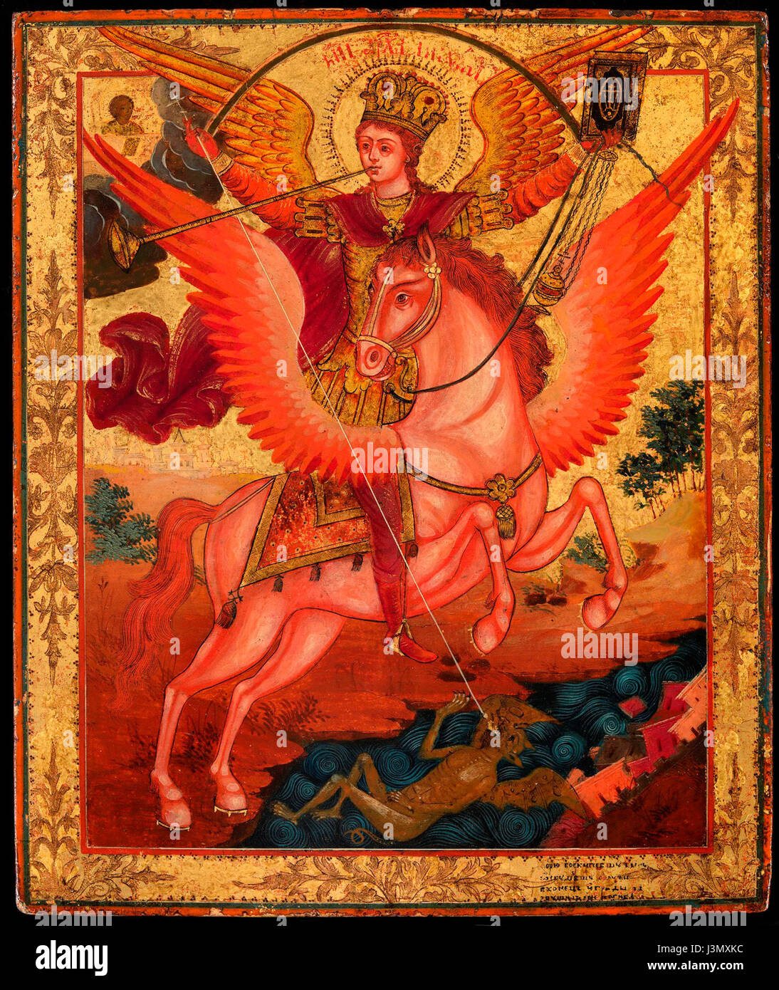 This 1800s icon depicts Saint Michael as a horseman, a revered image in ...