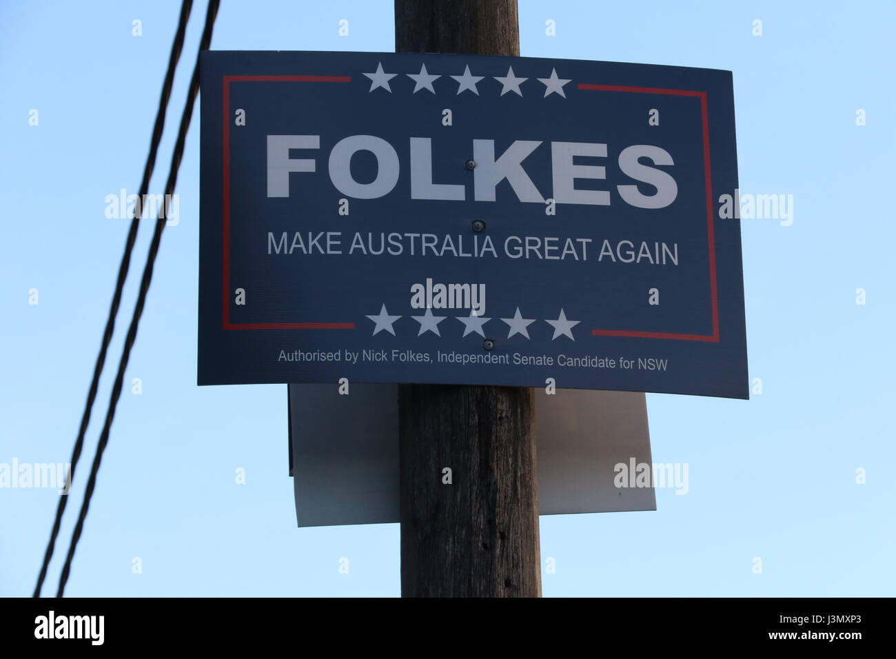 Nick Folkes, ‘Make Australia Great Again’ election billboard on Pyrmont Bridge Road Stock Photo ...