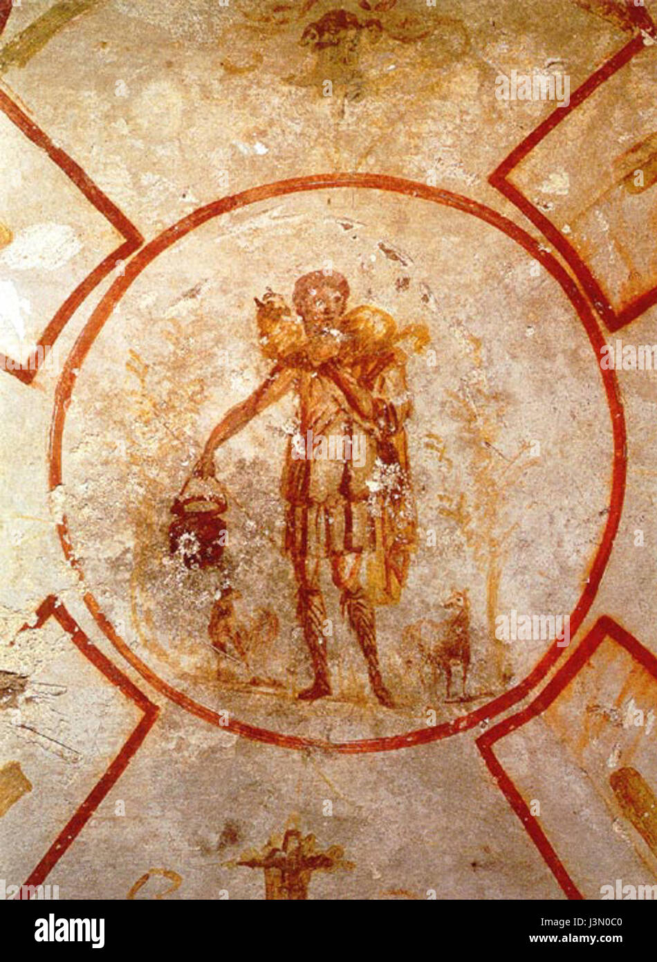 A depiction of the Good Shepherd, a traditional Christian symbol ...
