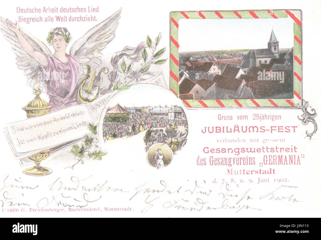 A postcard from 1902 featuring Germania, Mutterstadt, Germany ...