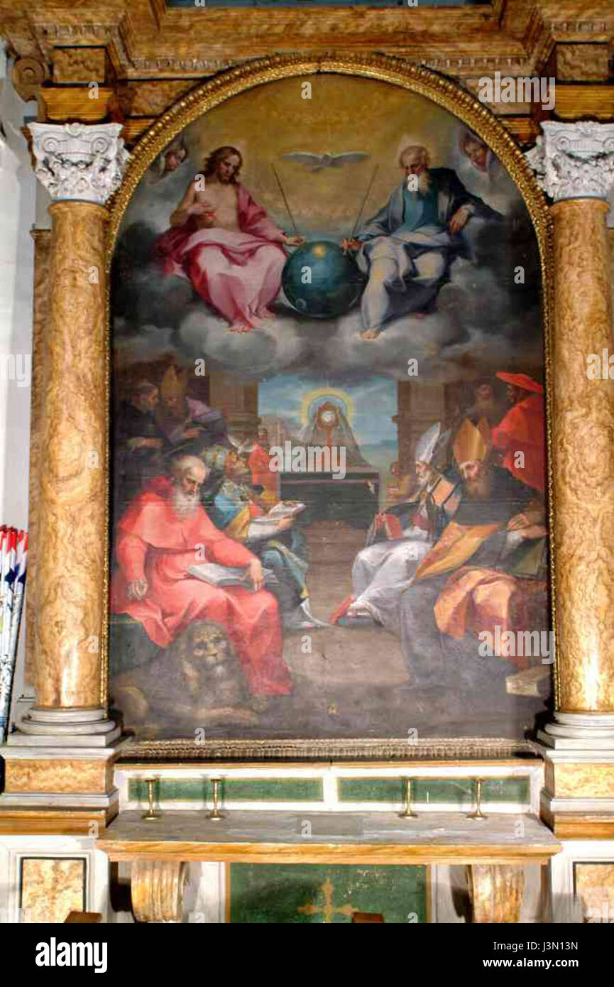 The 'Glorification of the Eucharist' by Salimbeni is an artwork ...