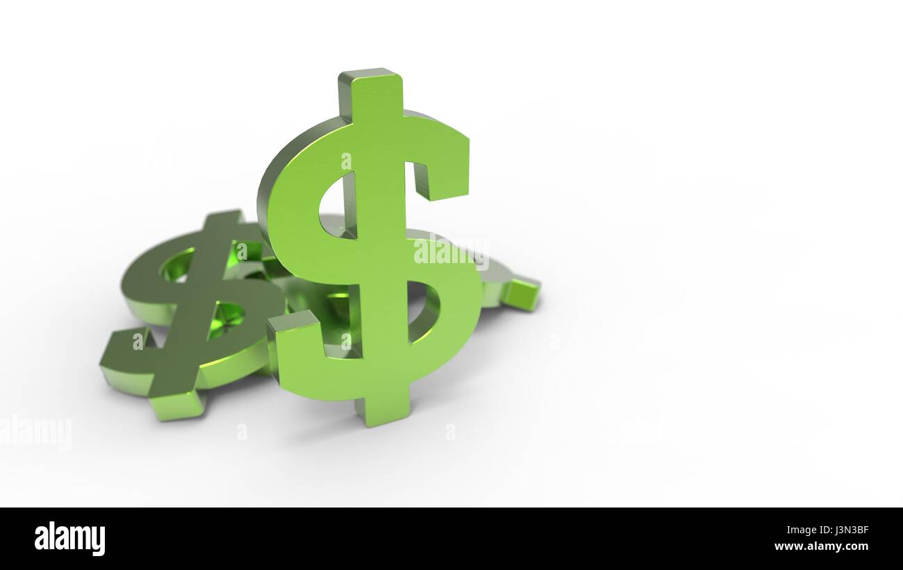 Green dollar sign isolated on white background. 3D illustrated Stock ...