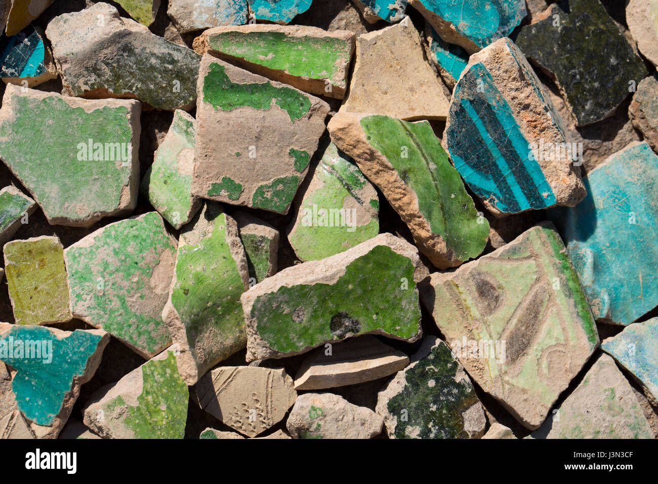 Archaeological finds - shards of ancient pottery vessels Stock Photo ...