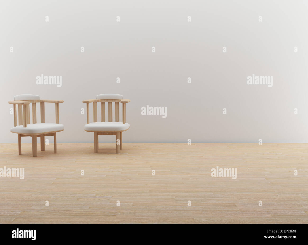 interior two wooden chairs design in 3D render image Stock Photo - Alamy